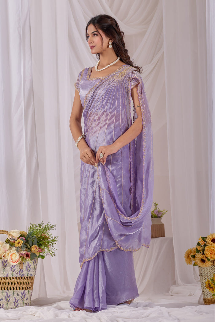 Ruhaniya Soft Space Silk Fendy Satin Saree